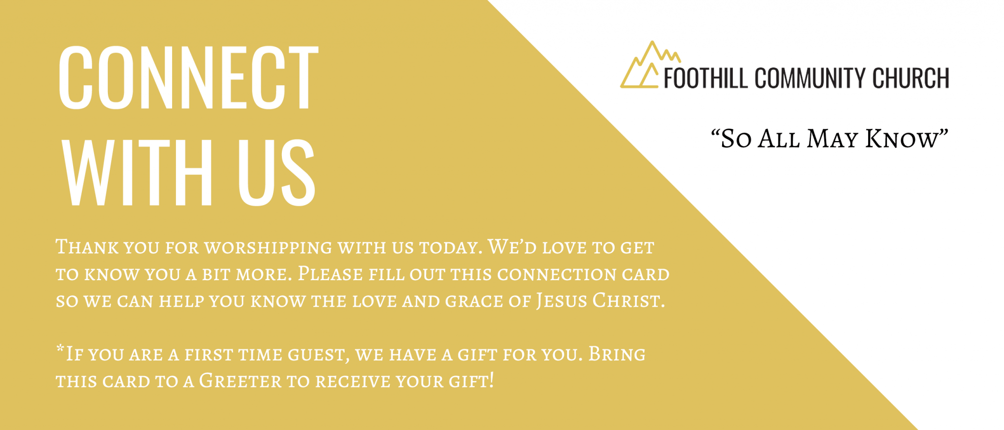 PLAN YOUR VISIT – Foothill Community Church